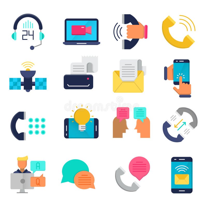 Communication Flat Icons Set. Useful Graphic Elements for Your Projects ...