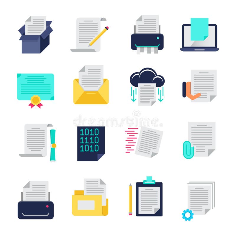 Document Flat Icons Set. Useful Graphic Elements for Your Projects. Stock Vector - Illustration ...