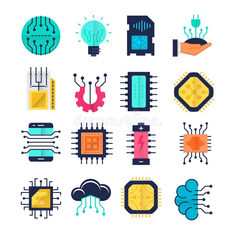 Electronics Flat Icons Set. Useful Graphic Elements for Your Projects ...