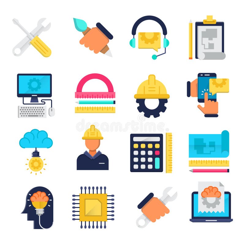 Engineering Flat Icons Set. Useful Graphic Elements for Your Projects ...