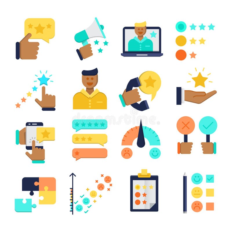 Feedback Flat Icons Set. Useful Graphic Elements for Your Projects ...