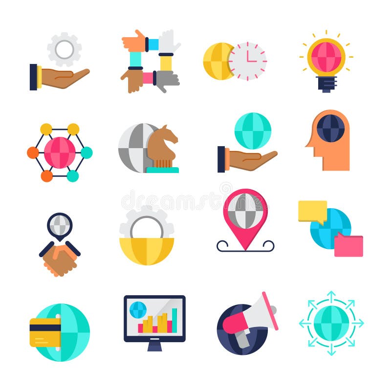 Global Business Flat Icons Set. Useful Graphic Elements for Your ...