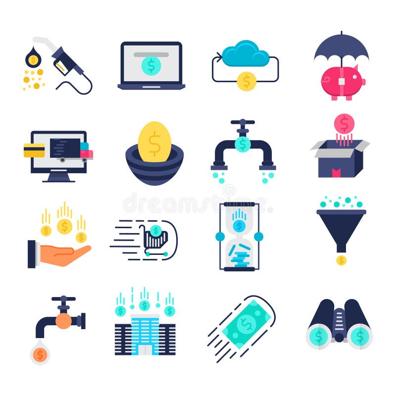 Money Flow Flat Icons Set. Useful Graphic Elements for Your Projects ...