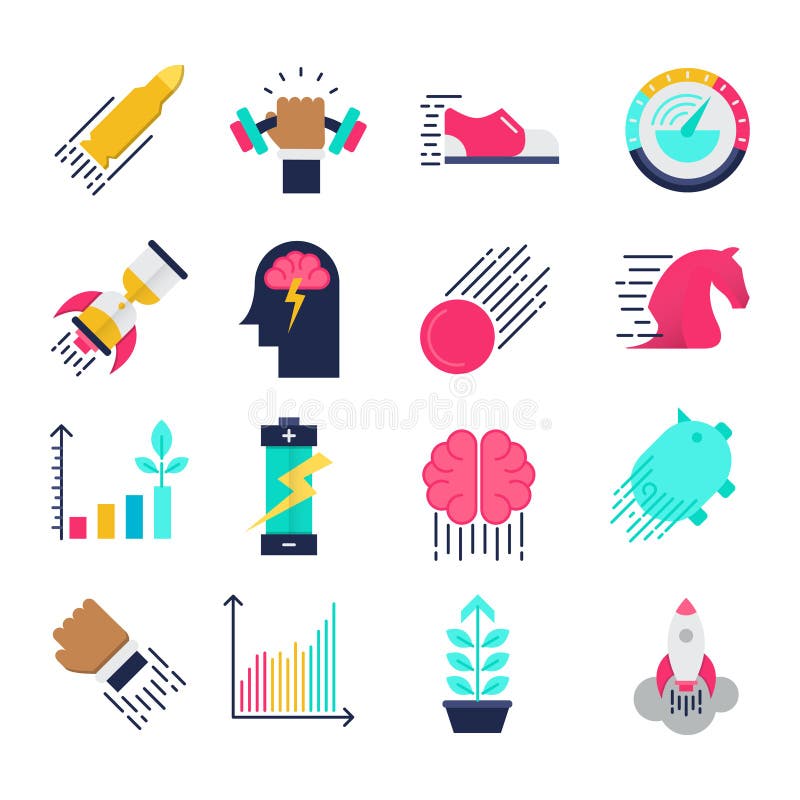 Performance Flat Icons Set. Useful Graphic Elements for Your Projects. Stock Vector ...