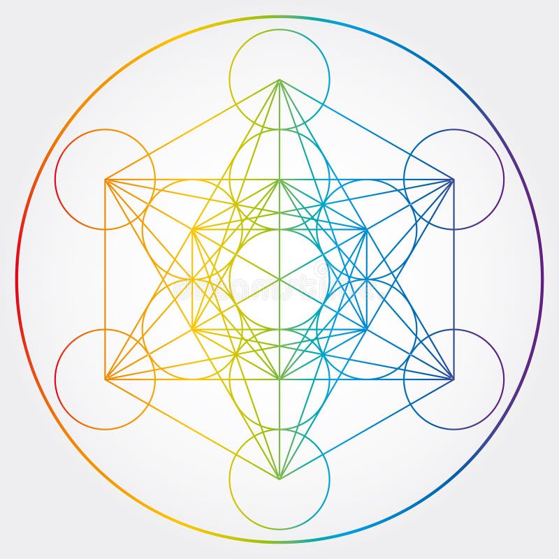Metatron S Cube Illustration Rainbow Colors Sacred Geometry Symbol ...