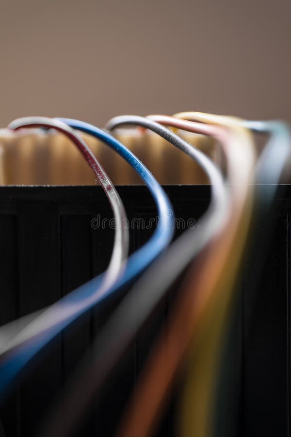 Colored Power Cables that Come from a Transformer Stock Photo - Image ...
