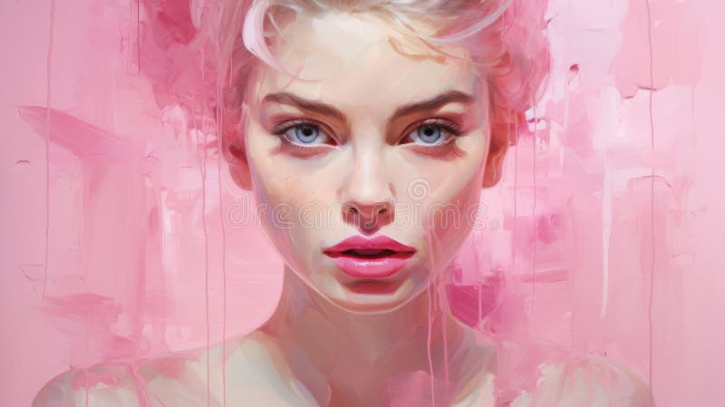 Impressionism on Pink: Lifelike Figure in Ross Tran Style Stock ...