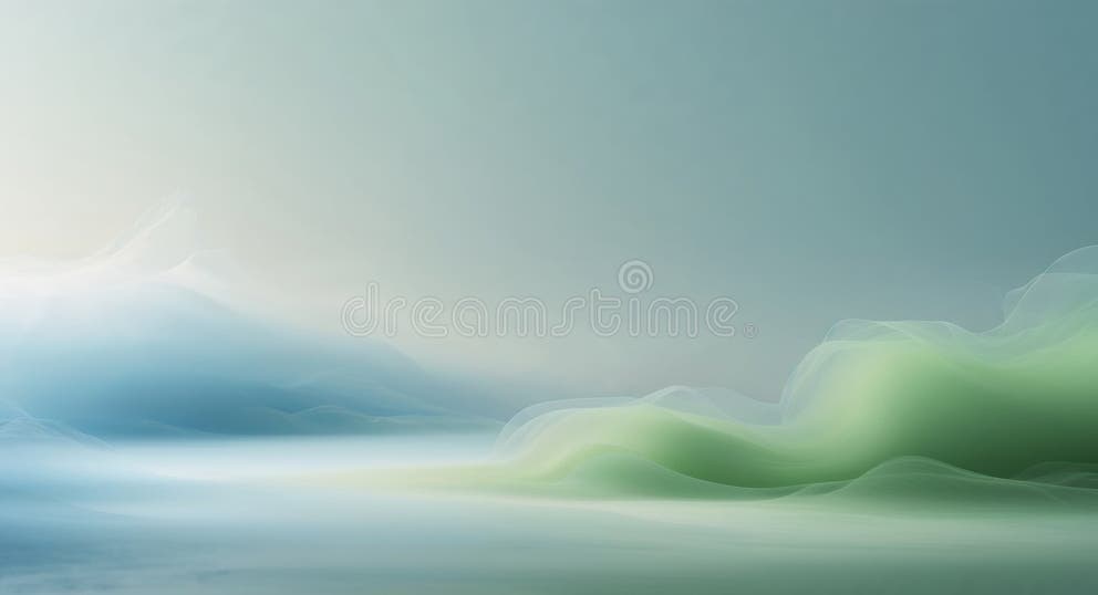 Impressionist Abstract Landscape Soft Blue Green Gradient Soft Lighting ...