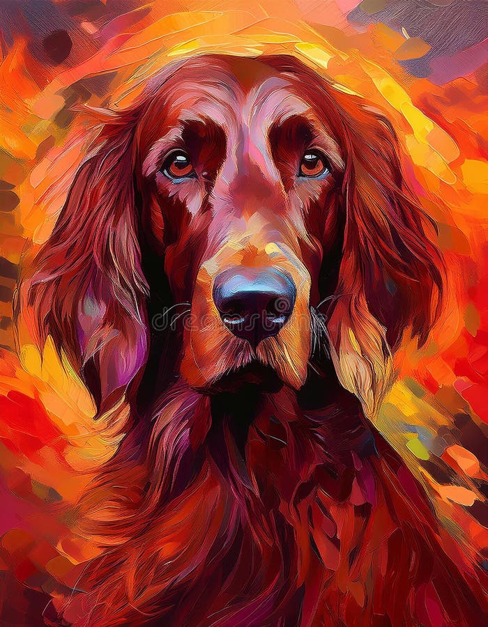 Impressionist Irish Setter stock illustration. Illustration of irish ...