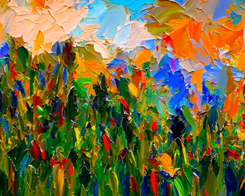 An Impressionist Oil Painting Style Image of a Abstract Landscape Stock ...