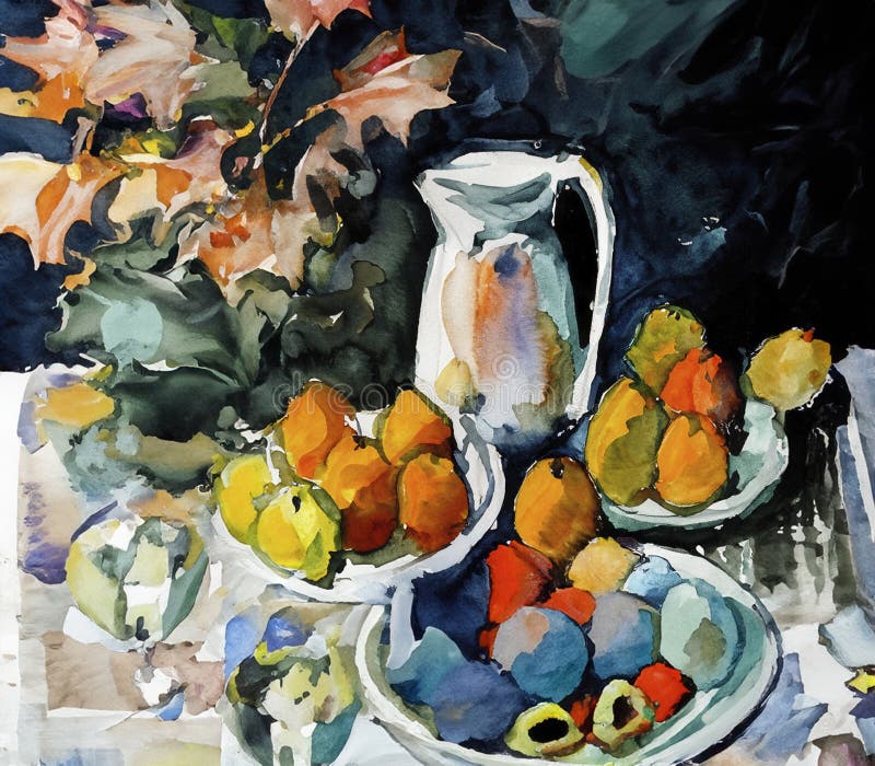 An Impressionist Painting Style Image of a Still Life Stock ...