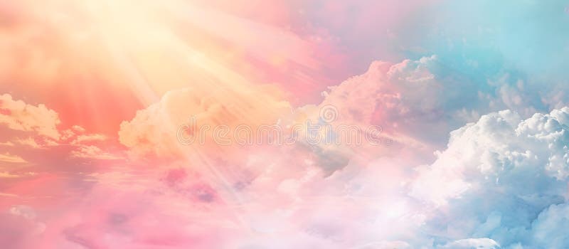 Impressionist Pastel Sky with Sun Rays Stock Illustration ...