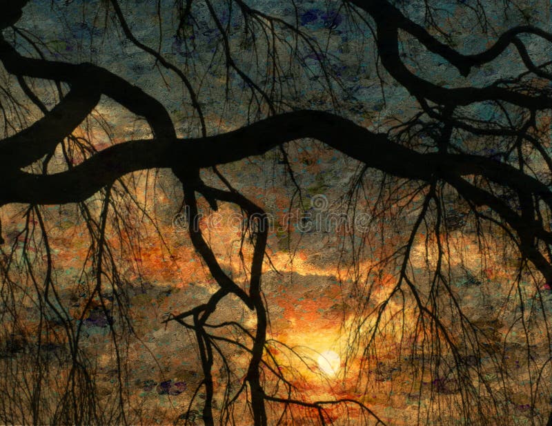 Impressionist Sunset Variation Stock Illustration - Illustration of ...