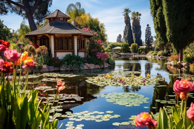 Impressionistic Capture of a Vibrant Botanical Garden Stock ...