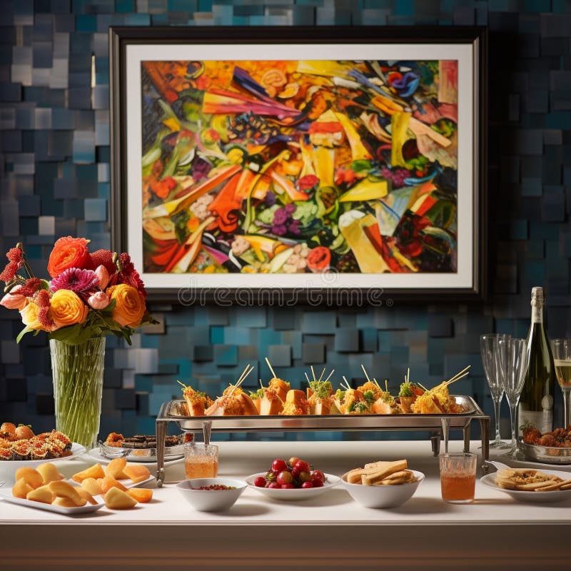 Impressionistic Reception Buffet with a Modern Twist Stock Illustration ...