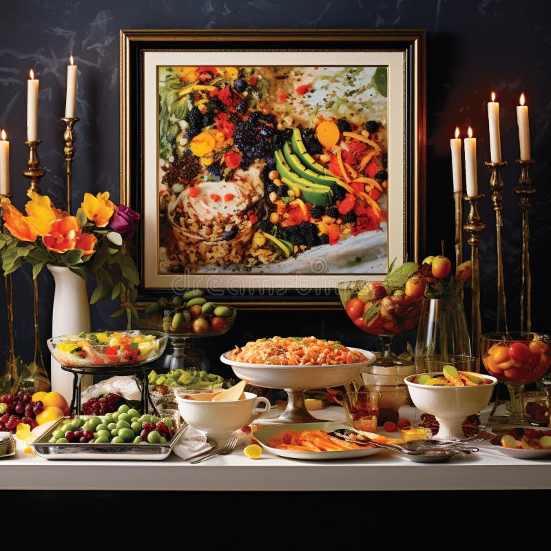 Impressionistic Reception Buffet with a Modern Twist Stock Illustration ...