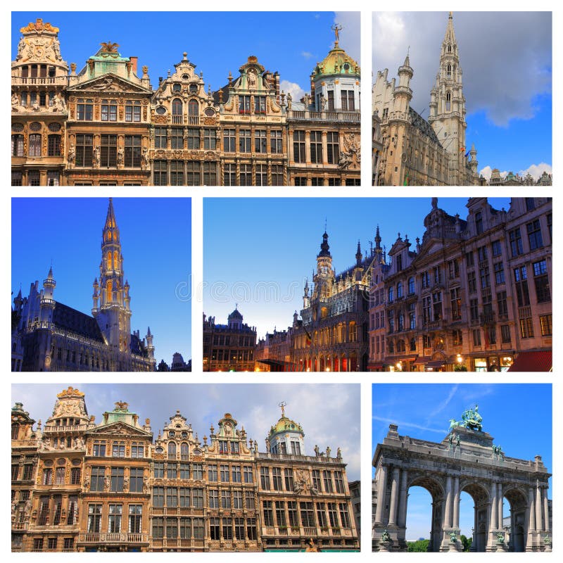 Collage Of Brussels Landmarks Stock Photo - Image of stock, place: 25189182