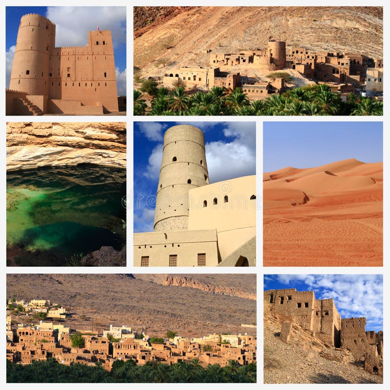 Collage: Oman Landmarks and Landscapes Stock Image - Image of ...