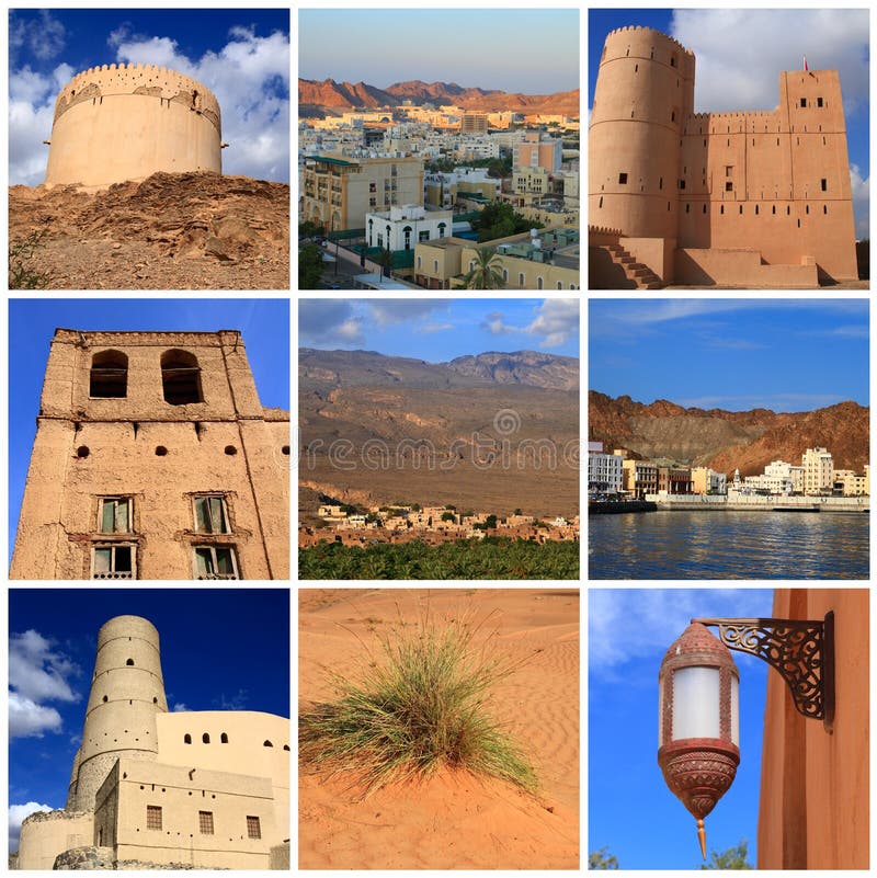 Collage: Oman Landmarks and Landscapes Stock Image - Image of ...