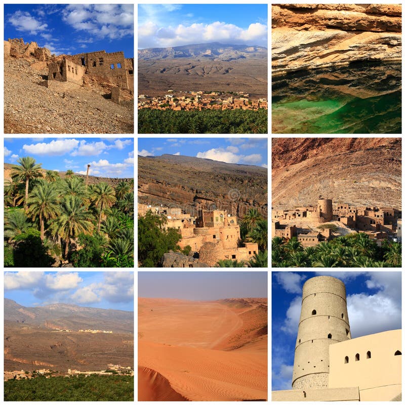 Collage: Oman Landmarks and Landscapes Stock Image - Image of ...