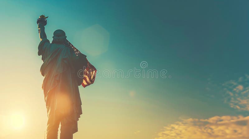 An Impressive American Statue Seen from Below Stock Photo - Image of ...