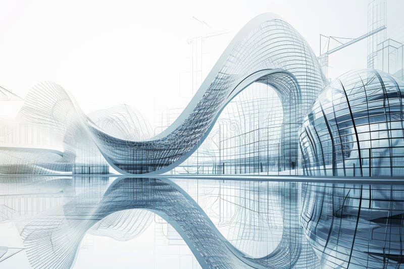 Impressive Architecture of a Large Building with an Extended Curved ...