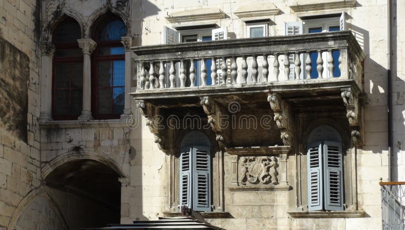 Medieval Building and Balcony, Split, Croatia Stock Photo - Image of ...