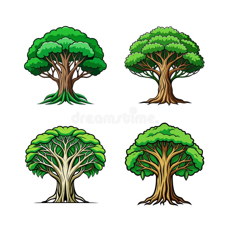 Impressive Banyan Tree Vector Design Stock Vector - Illustration of ...