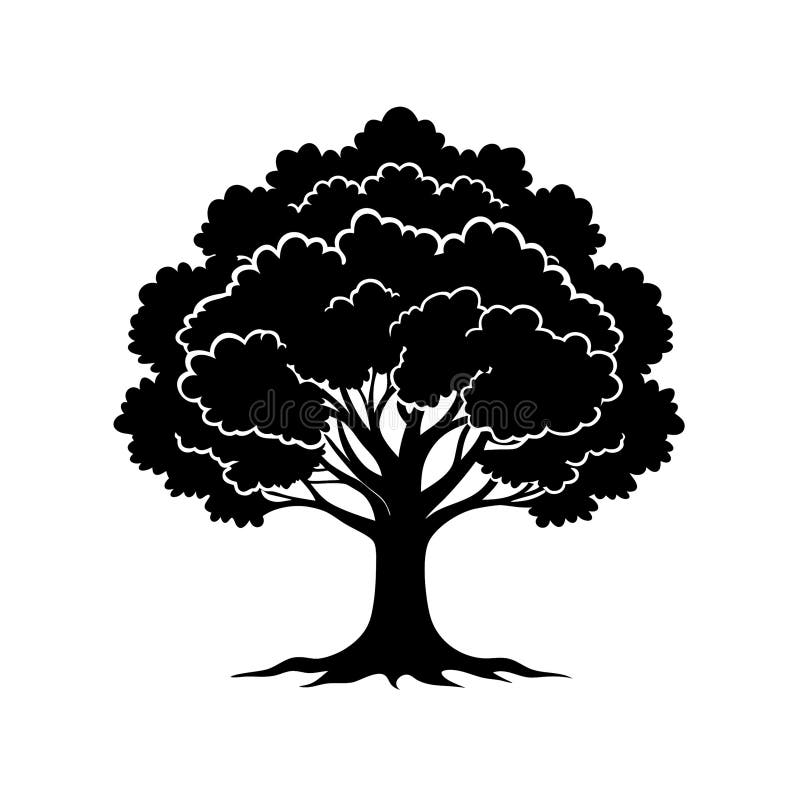 Impressive Black Ash Tree Design with Bold Outline Stock Illustration ...