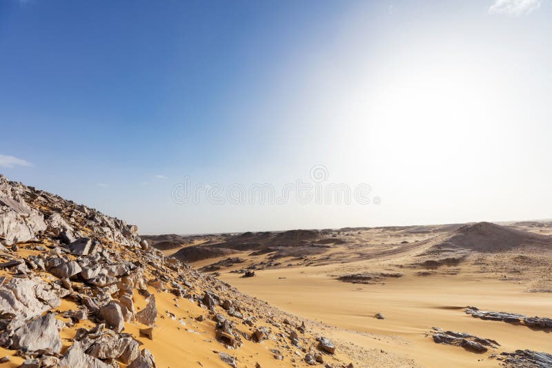 Impressive Black Desert with the Clear Sky on the Horizont. Stock Image ...