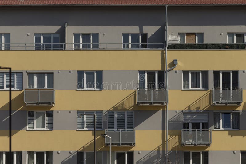 Building Features Numerous Windows Multiple Balconies Stock Photos ...