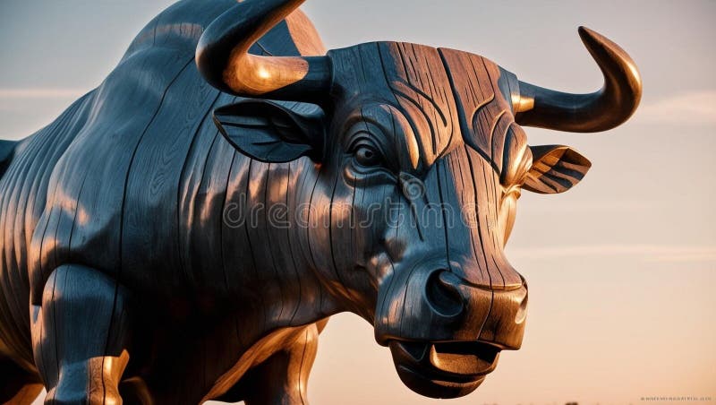 This Impressive Bull Statue, Made of Solid Wood, is a True Work of Art ...