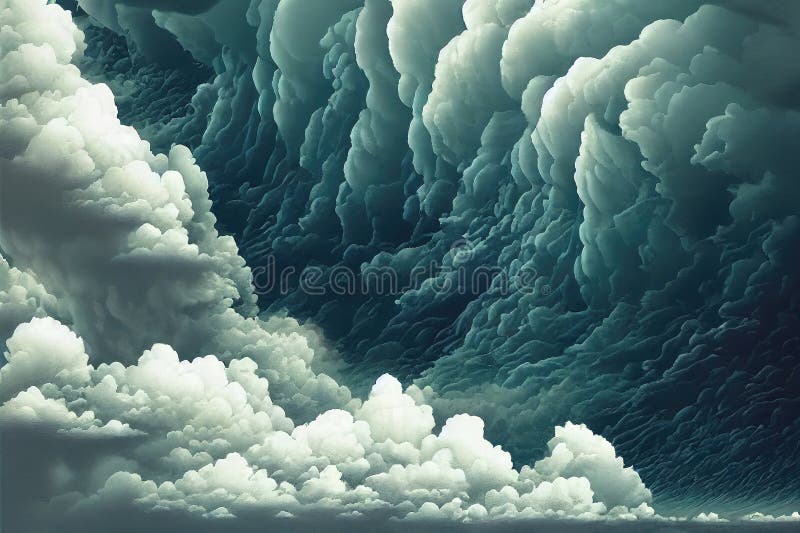 Impressive Clouds Over the Ocean, Ai Generated Image Stock Illustration ...