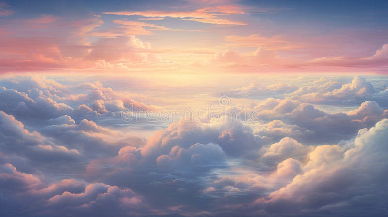 Impressive Clouds in the Sky Artwork, Sun Shining at the Horizon Stock ...