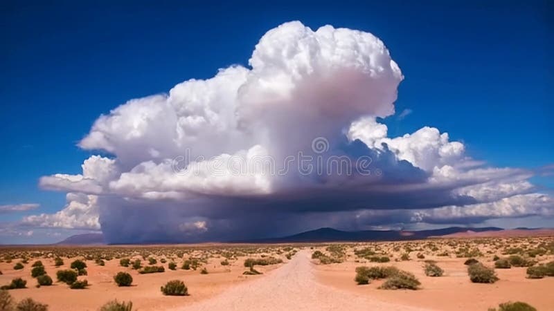 Massive Cloud Formation Over Desert Landscape with Dirt Road Leading Forward Stock Footage ...