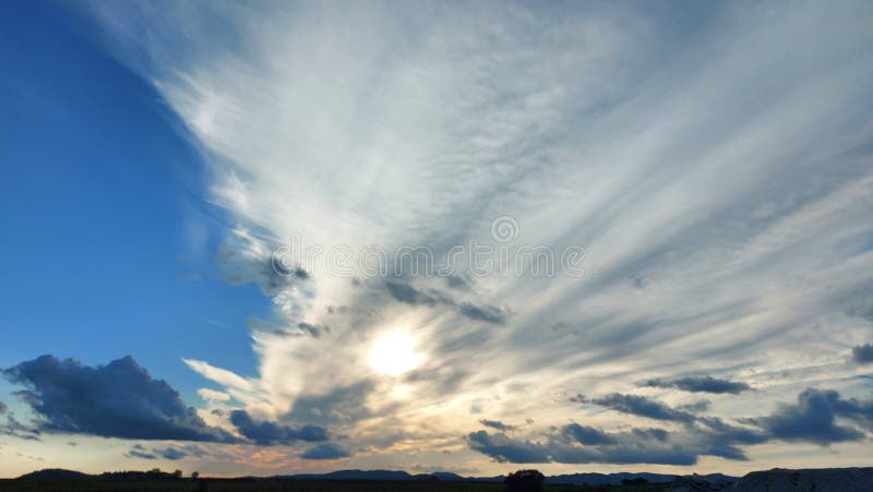 Impressive Cloudy Sky Covering the Sun Stock Image - Image of shore ...