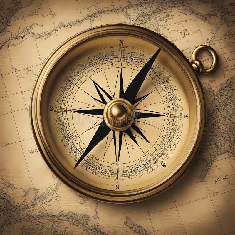 Compass on a world map stock illustration. Illustration of direction ...