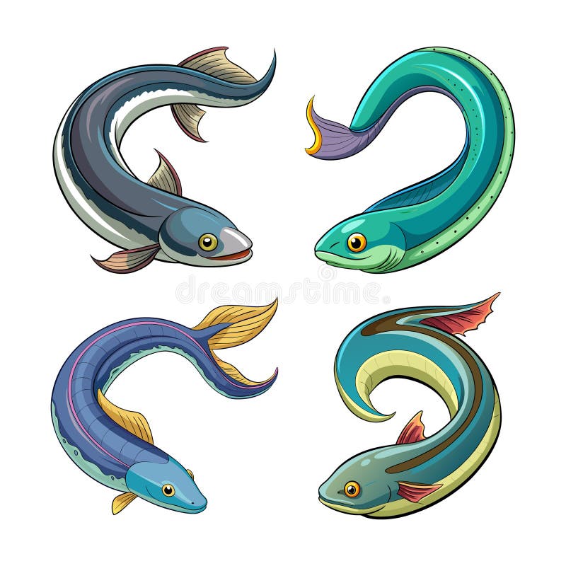 Impressive Conger Eel in Underwater Scene Stock Vector - Illustration ...