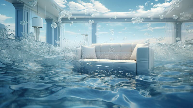 Impressive Cool Creative Bedroom Flooding by Water Wallpaper Stock ...