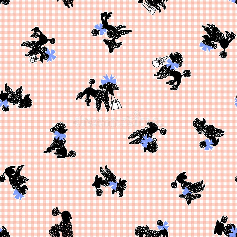 Impressive and Cute Poodle Dog Seamless Pattern, Stock Vector ...