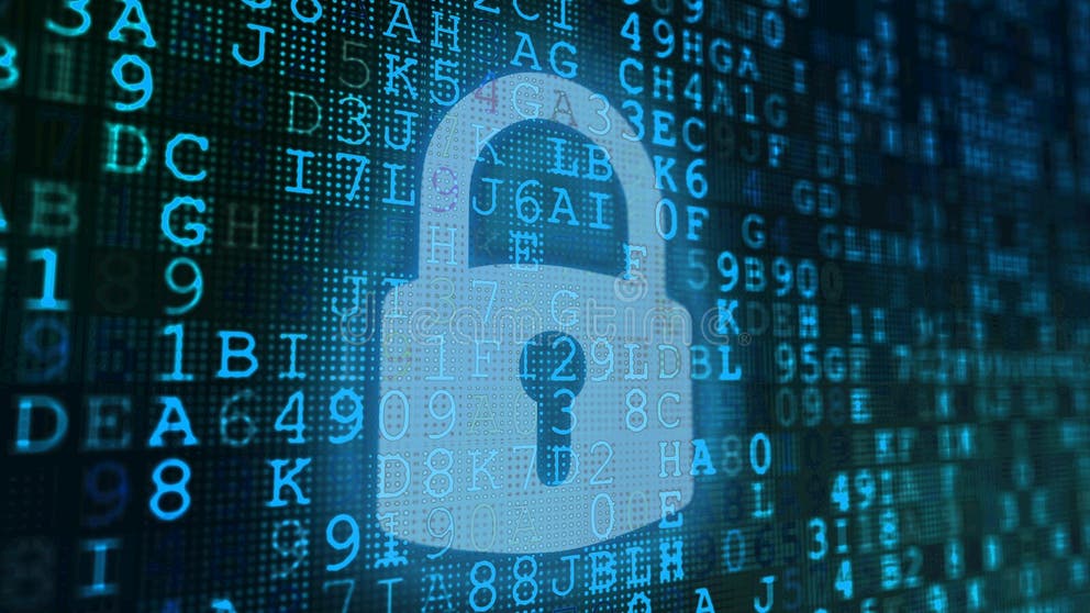 Codes and Lock Screen with Blue Symbols Stock Illustration ...