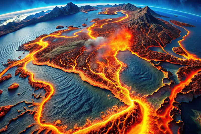 Detailed Macro Map of the Pacific Ring of Fire Volcanoes a Stunning ...