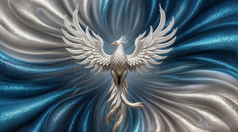 Fantasy Phoenix with Intricate Scales Reflecting Light for Magical and ...