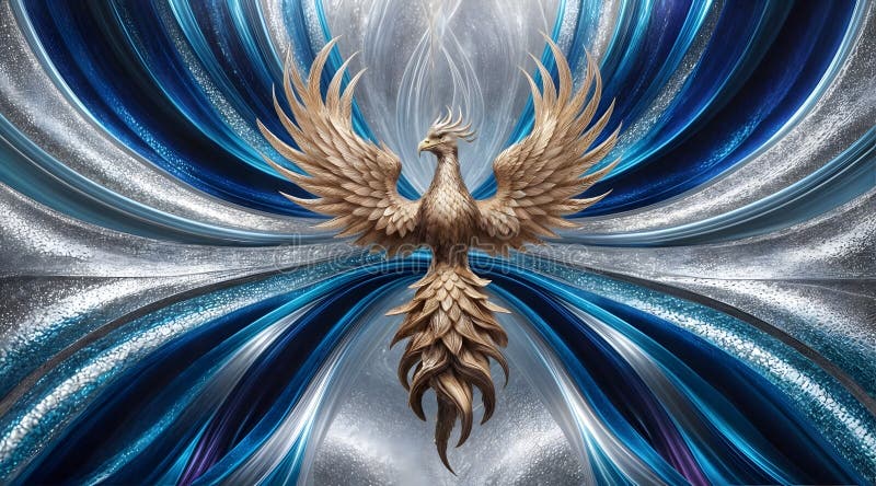 Powerful 3d Phoenix with Intricate Reflections in an Ethereal Gradient ...