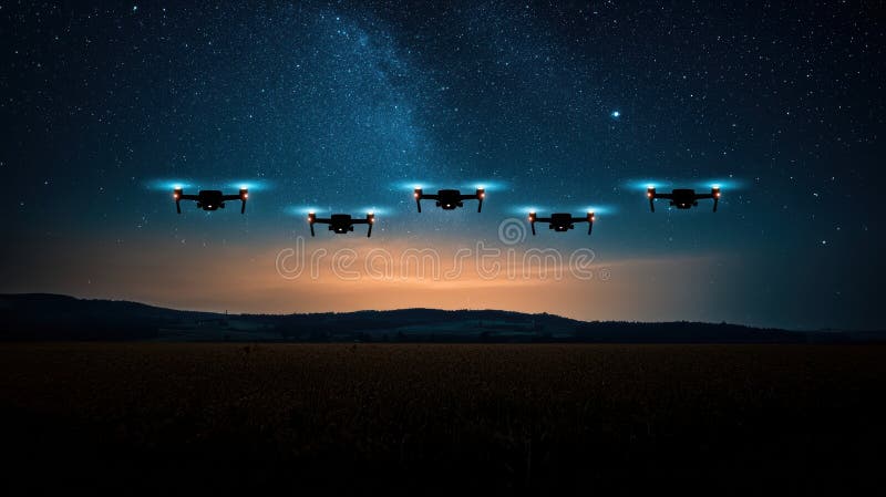 Autonomous Drone Fleet Forming Intricate Patterns Under a Starry Sky at ...