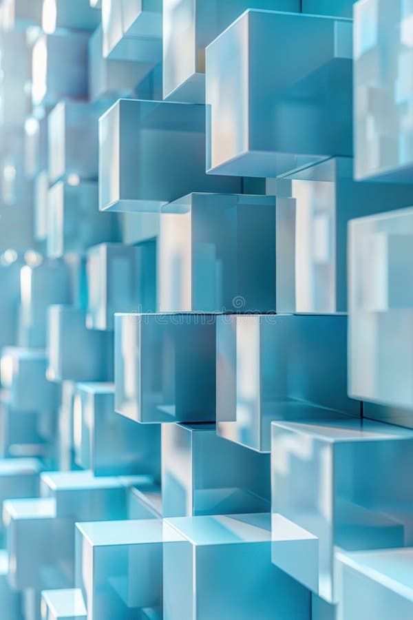 The Impressive Display of Blue Rectangular Cubes Beneath a Bright Azure ...