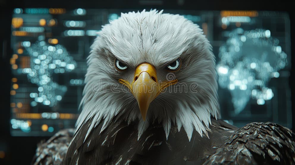 Majestic Eagle Displays Fierce Gaze in a High-tech Environment with ...