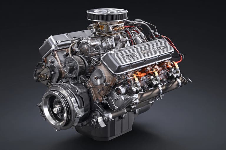 An Impressive Engine Design Features Shiny Metal Components, Showcasing Meticulous Engineering ...