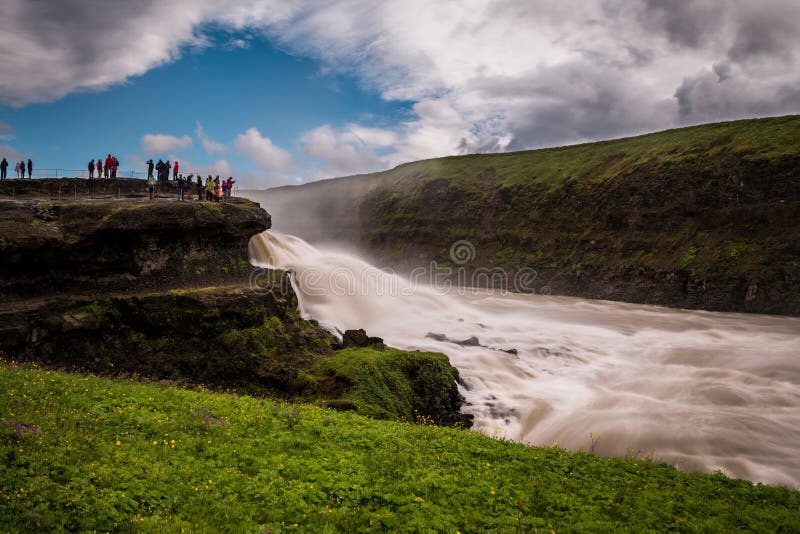 Gullfoss Waterfall the Golden Fall in Iceland Editorial Photography ...