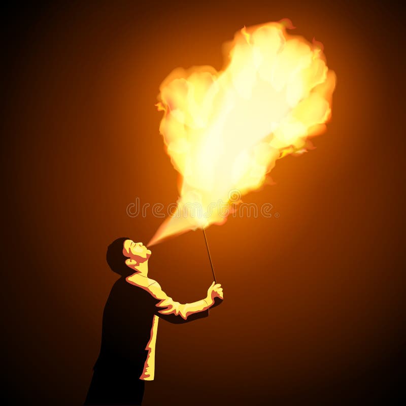 Impressive fire show stock vector. Illustration of fakir - 89949585